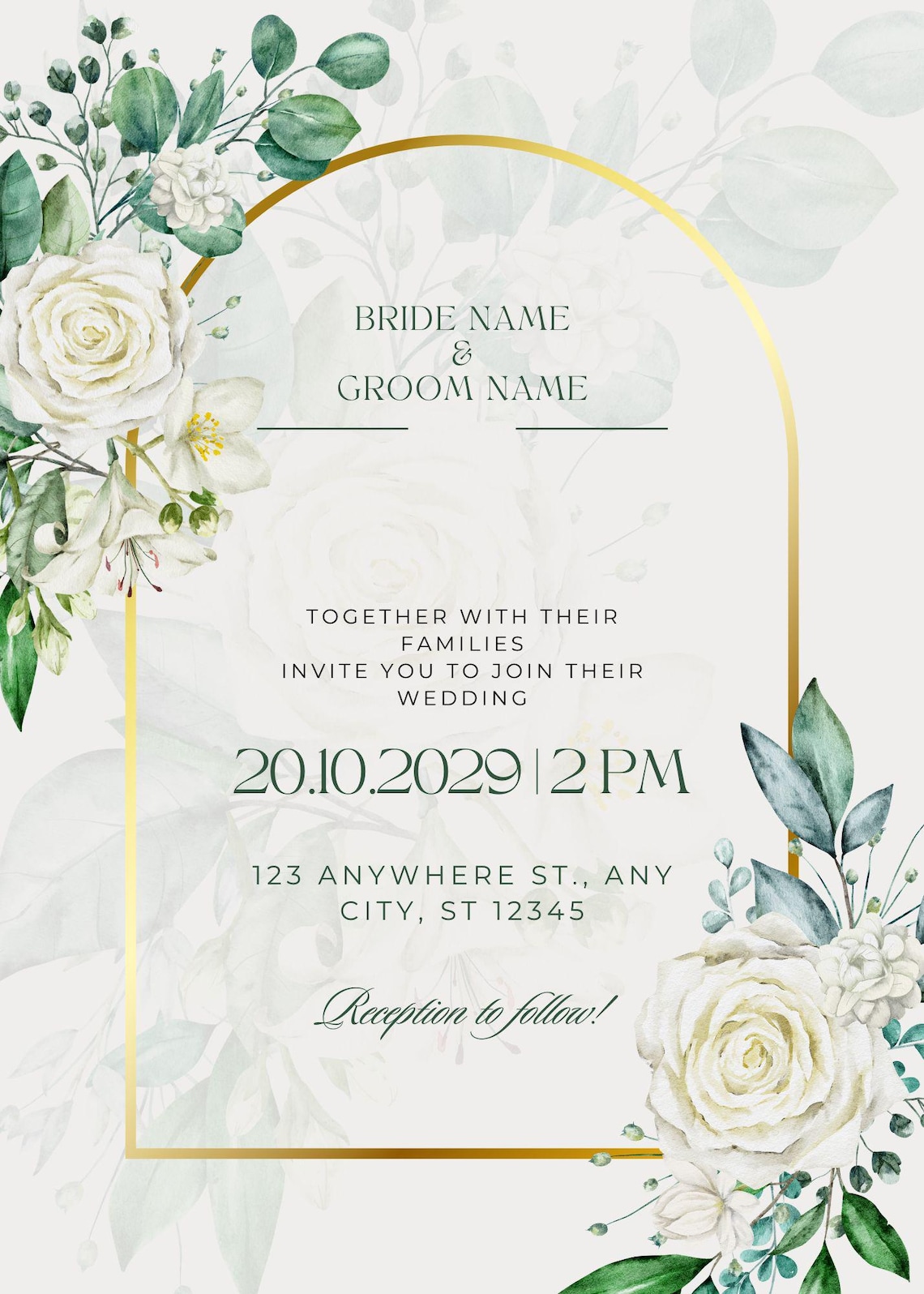 Editable Wedding Invitations Template,elegant Wedding Invite,printable ...