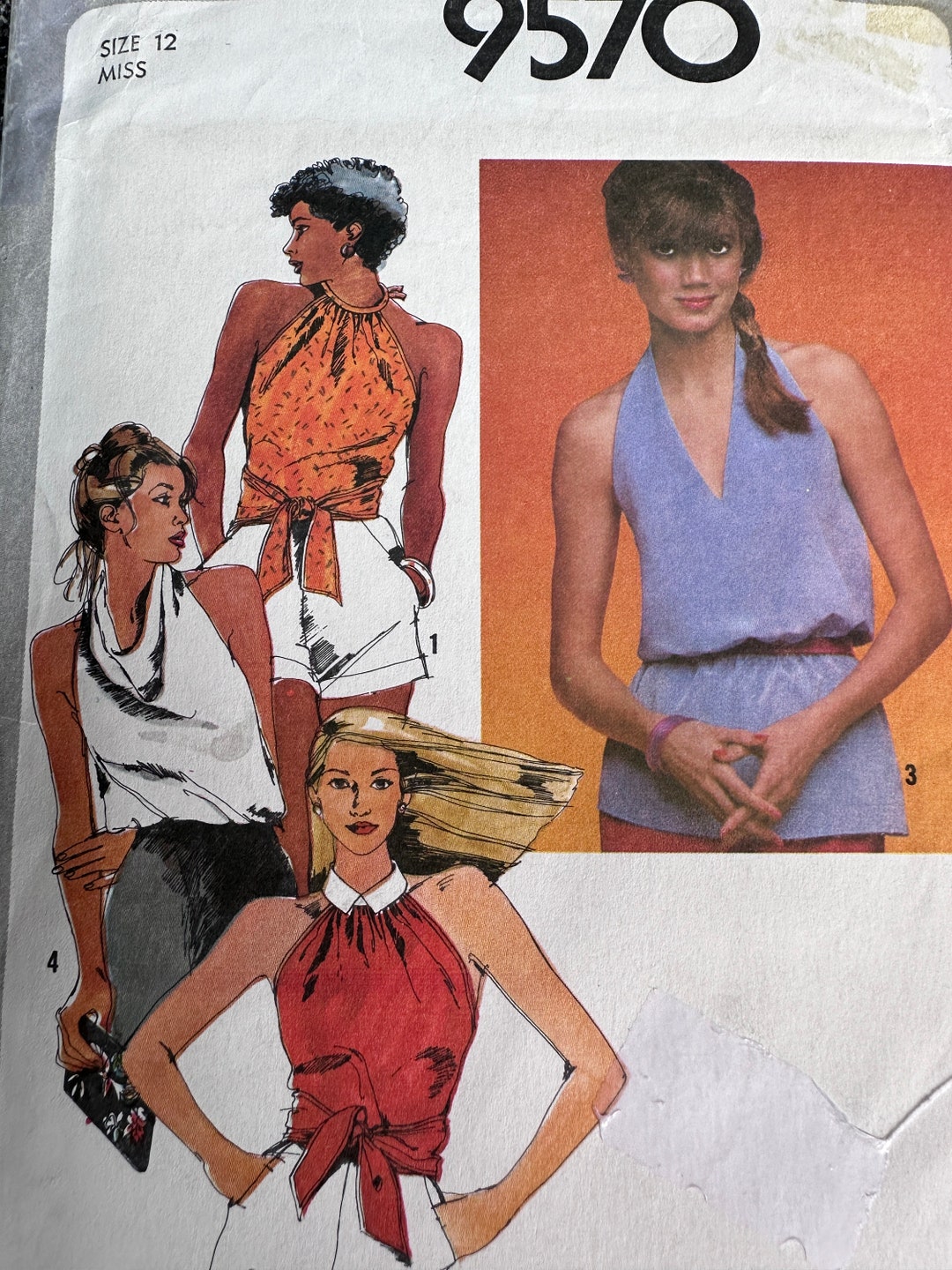 Vintage 80's Simplicity #9570 Sewing Pattern Women's Halter Tops 4 ...
