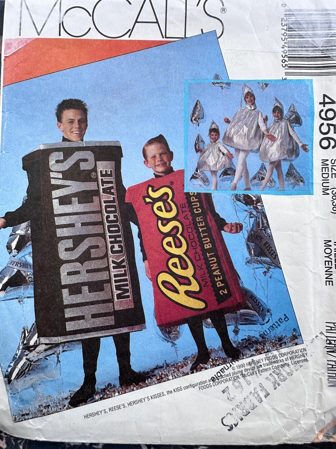 Vintage 90's Mccall's 4956 Sewing Pattern Adult Unisex Hershey's Kiss ...