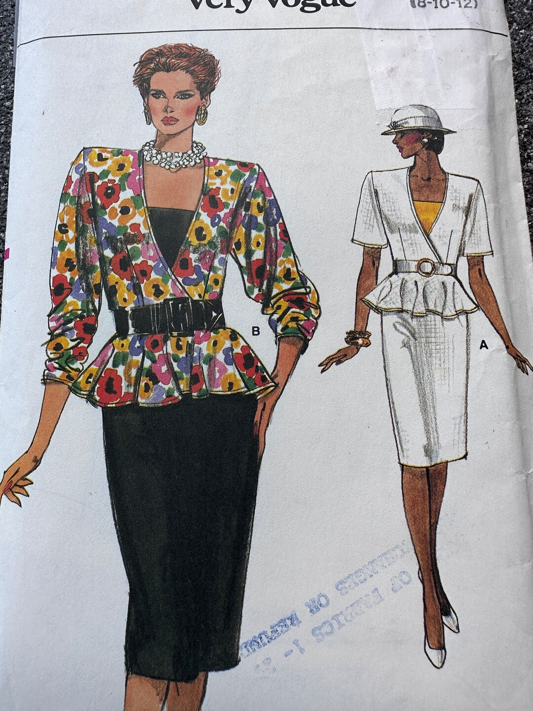 Vintage 80's Vogue #9484 Sewing Pattern Women's Peplum Suit Skirt and ...