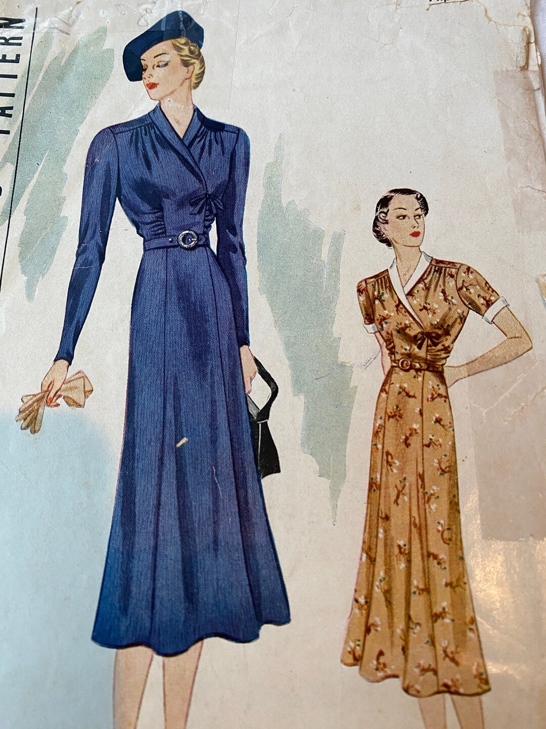 Vintage 30's Pictorial Review 9034 Sewing Pattern Women's Frock Dress ...