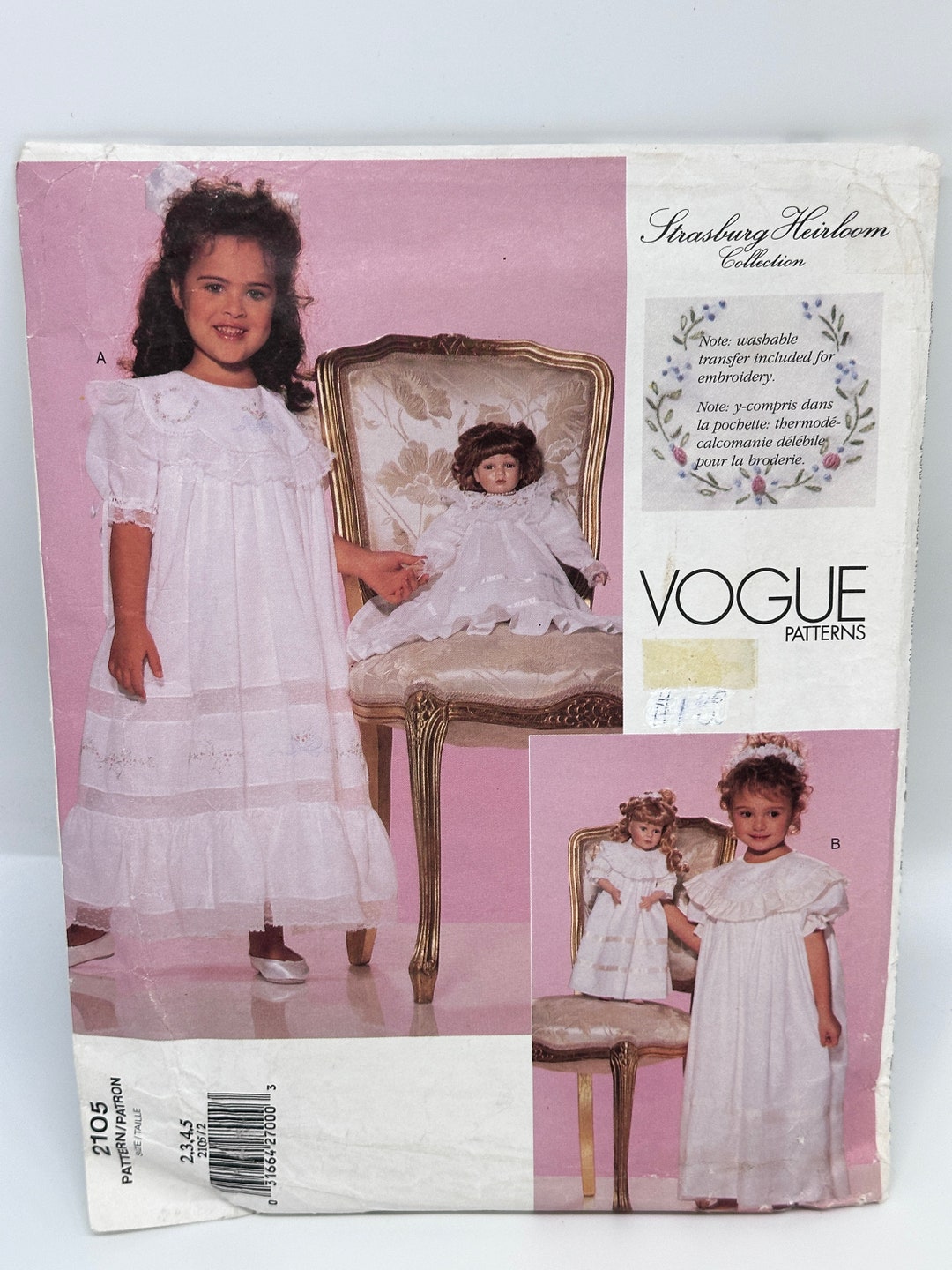 Vintage Vogue #2105 Sewing Pattern Child's Pullover Party Ruffle Dress ...