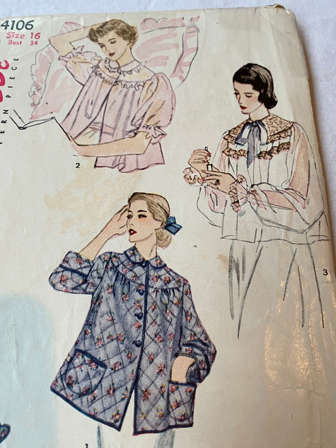 Vintage 50's Simplicity #4106 Sewing Pattern Women's Bed Jackets Three ...