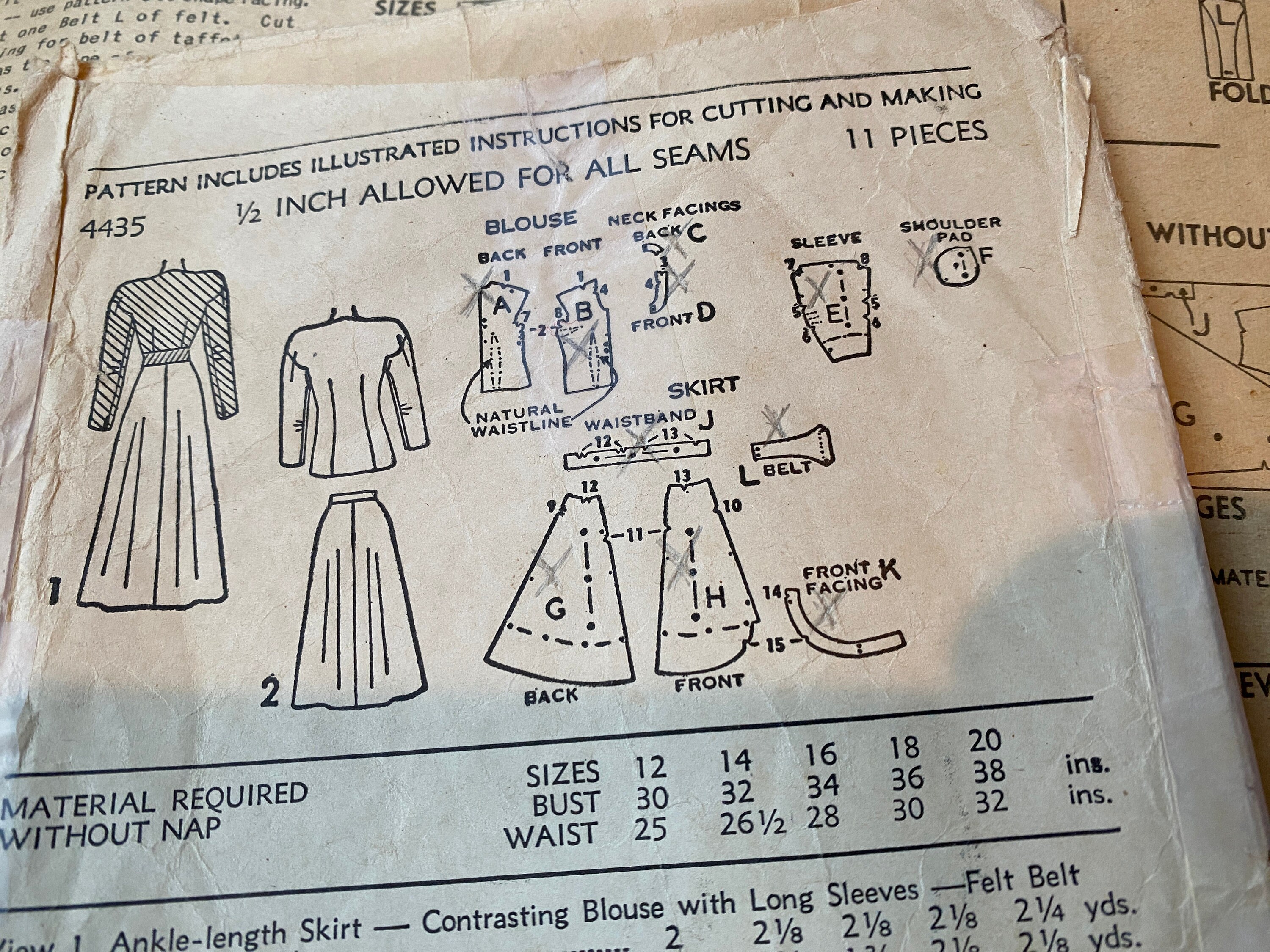 Vintage 40's Advance 4435 Sewing Pattern Mademoiselle - Etsy