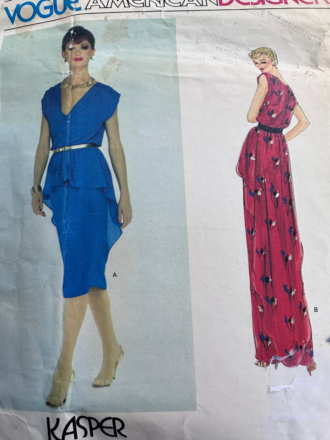 Vintage 80's Vogue #2331 Sewing Pattern Women's Loose Fitting Dress Two ...