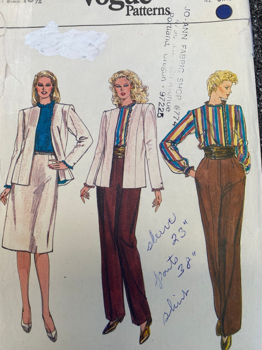 Vogue 8507 Vtg 80's Sewing Pattern Women's Suit Jacket W/ Shoulder Pads ...