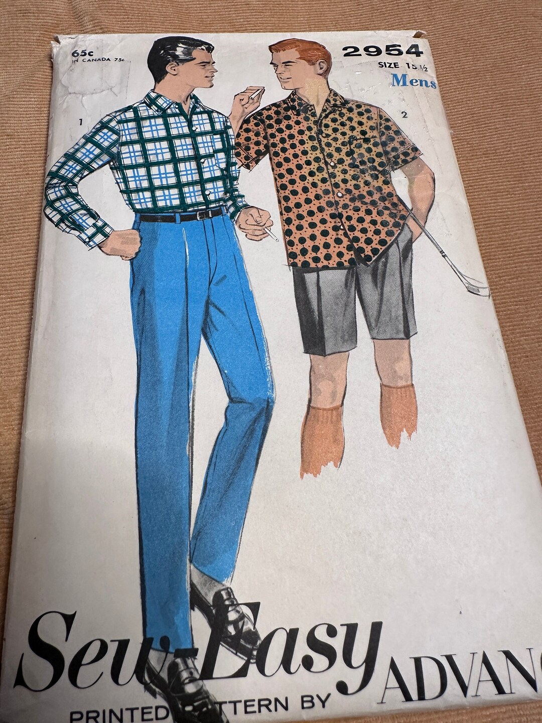 Vintage 60's Advance #2954 Sewing Pattern Men's Shirt Shorts and Slacks ...