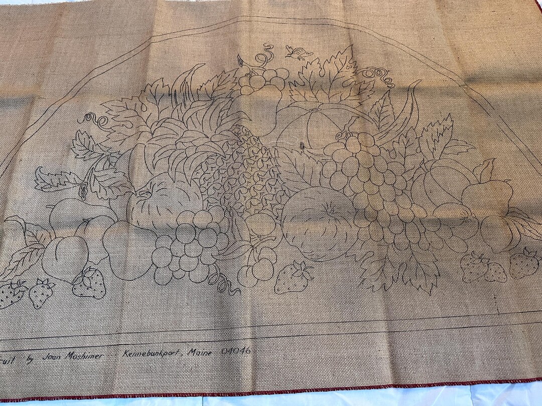 Vintage 60's Joan Moshimer "golden Fruit" Rug Hook Canvas Pattern ...