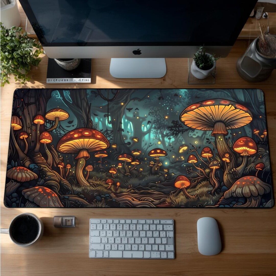 Mushroom Forest Desk Mat – Fantasy Woodland Extended Mouse Pad - Etsy