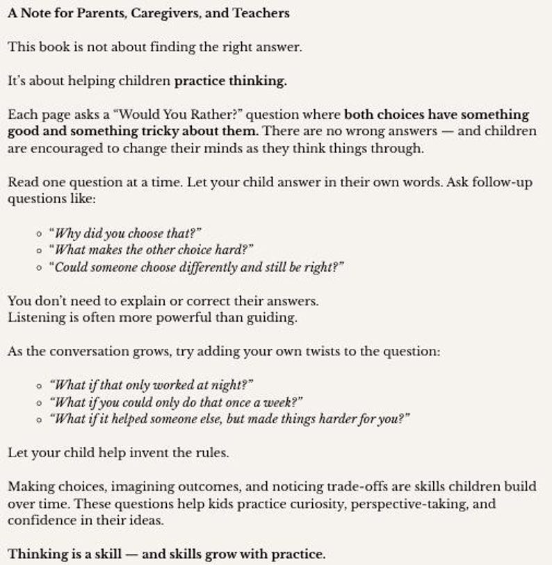 Would You Rather Book - Screen-free Critical Thinking for Kids Ages 5-8 ...