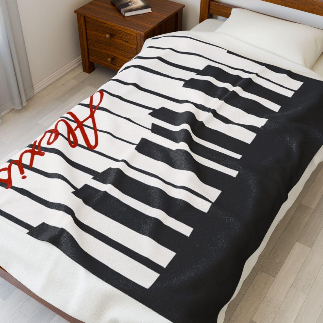 Custom Name Piano Blanket | Piano Keys Velveteen Plush Blanket ...