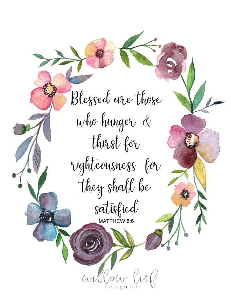 Blessed Are Those Floral Wreath Print Flower Print Wall Art - Etsy