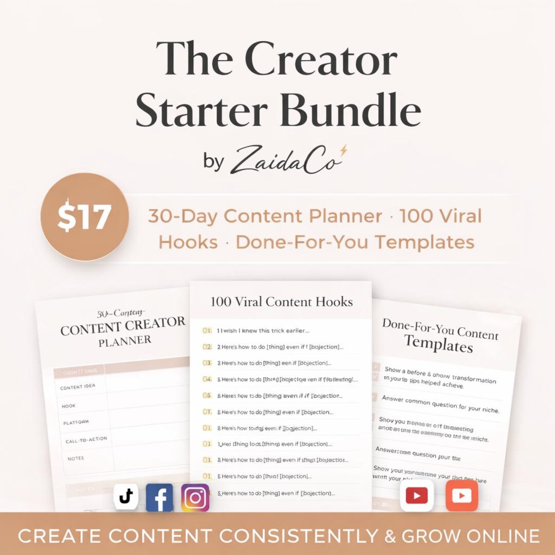 30 Day Content Creator Plan With 100 Tiktok Hooks - Etsy