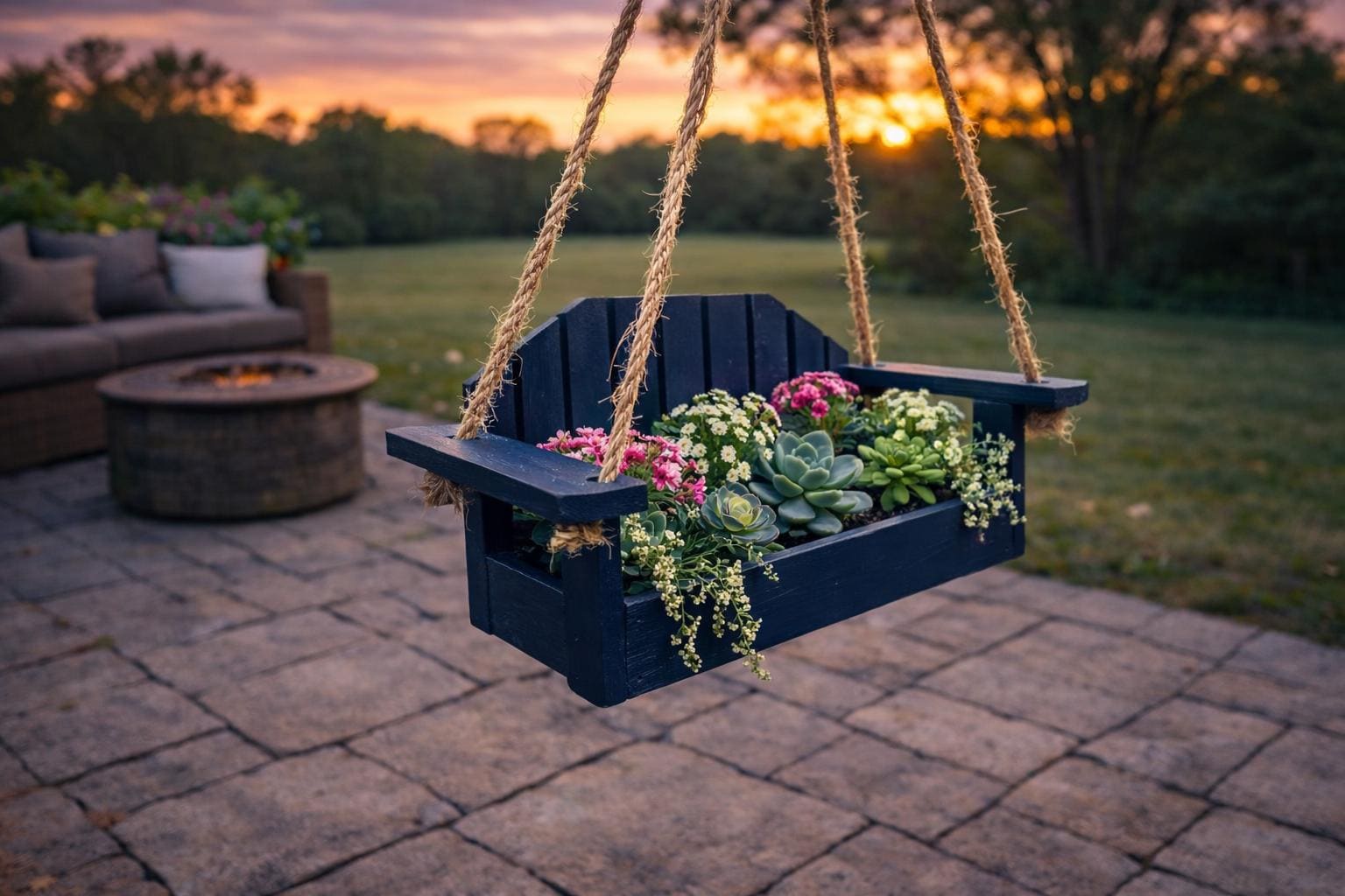Mini Swing Planter | Handcrafted Wooden Hanging Planter | Adirondack ...