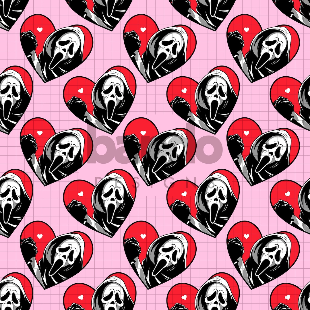 Ghostface Valentine Seamless Pattern | Horror Fabric Print (digital ...