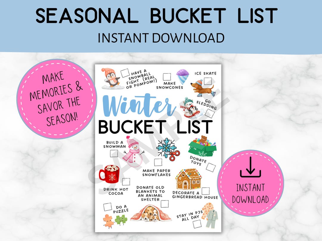 Winter Bucket List | Seasonal Printable | Instant Digital Download - Etsy