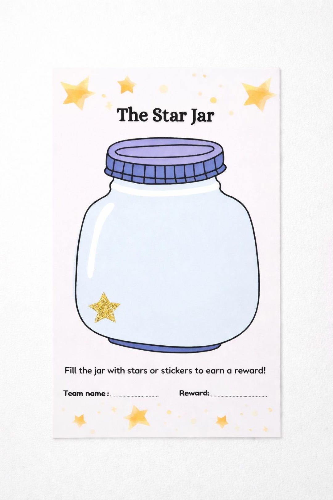 Star Jar Reward Chart for Kids | Printable Behavior Tracker (A4 PDF) - Etsy
