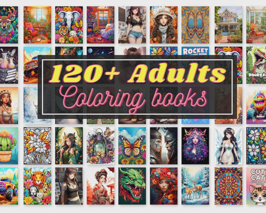 Adult Coloring Book Bundle: 10000+ Pages, 120+ Books (digital Download ...