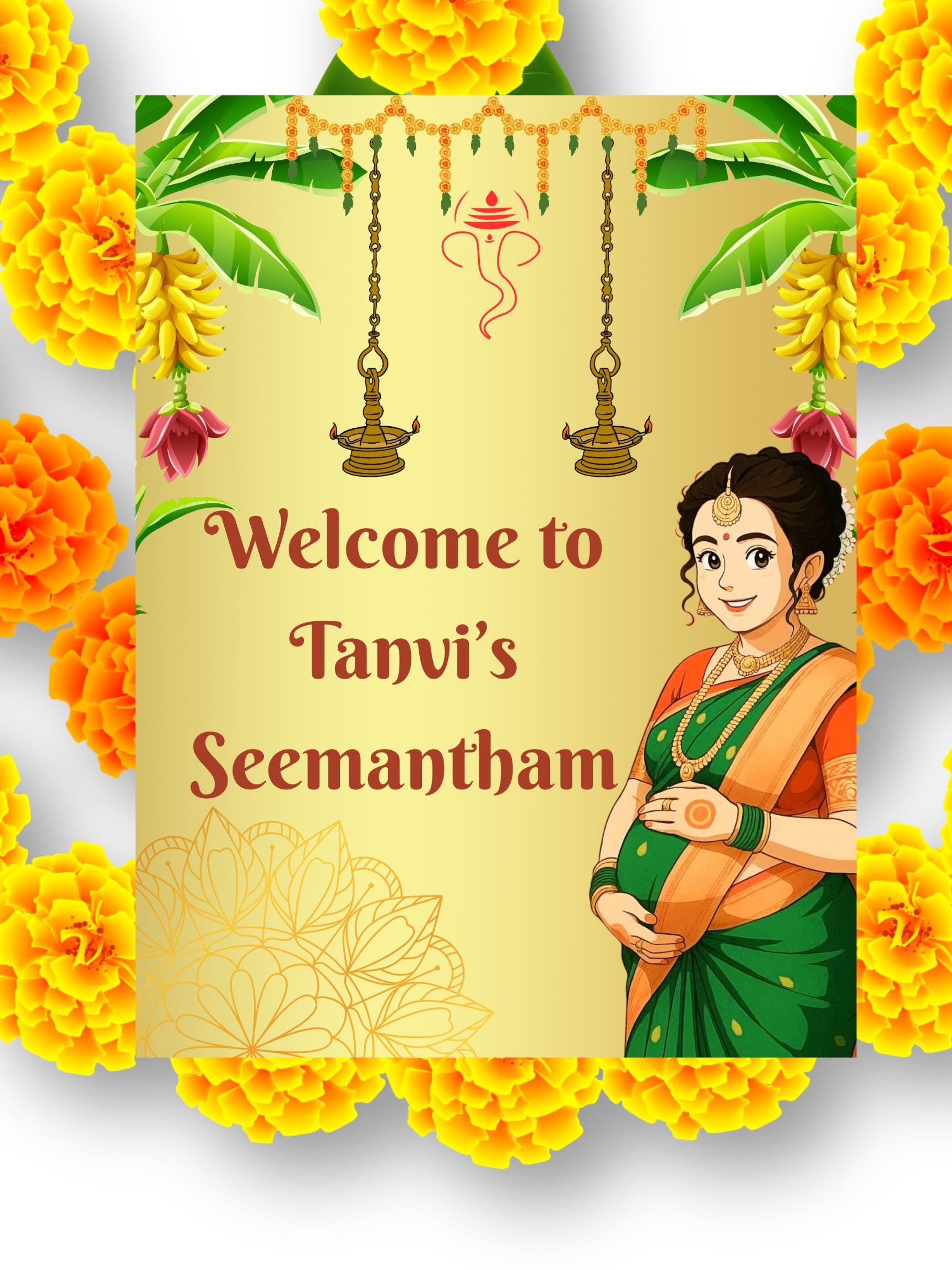 Personalized Seemantham Welcome Sign | Valaikappu Signboard (digital ...
