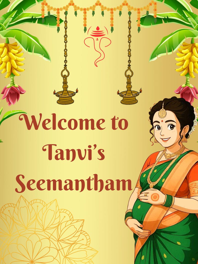 Personalized Seemantham Welcome Sign | Valaikappu Signboard (digital ...