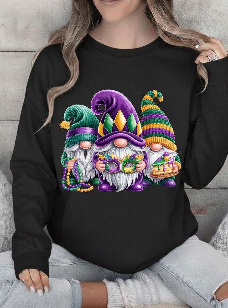 Mardi Gras Gnomes Png, Fat Tuesday Png, Carnival Trio Png, Jester Gnome ...