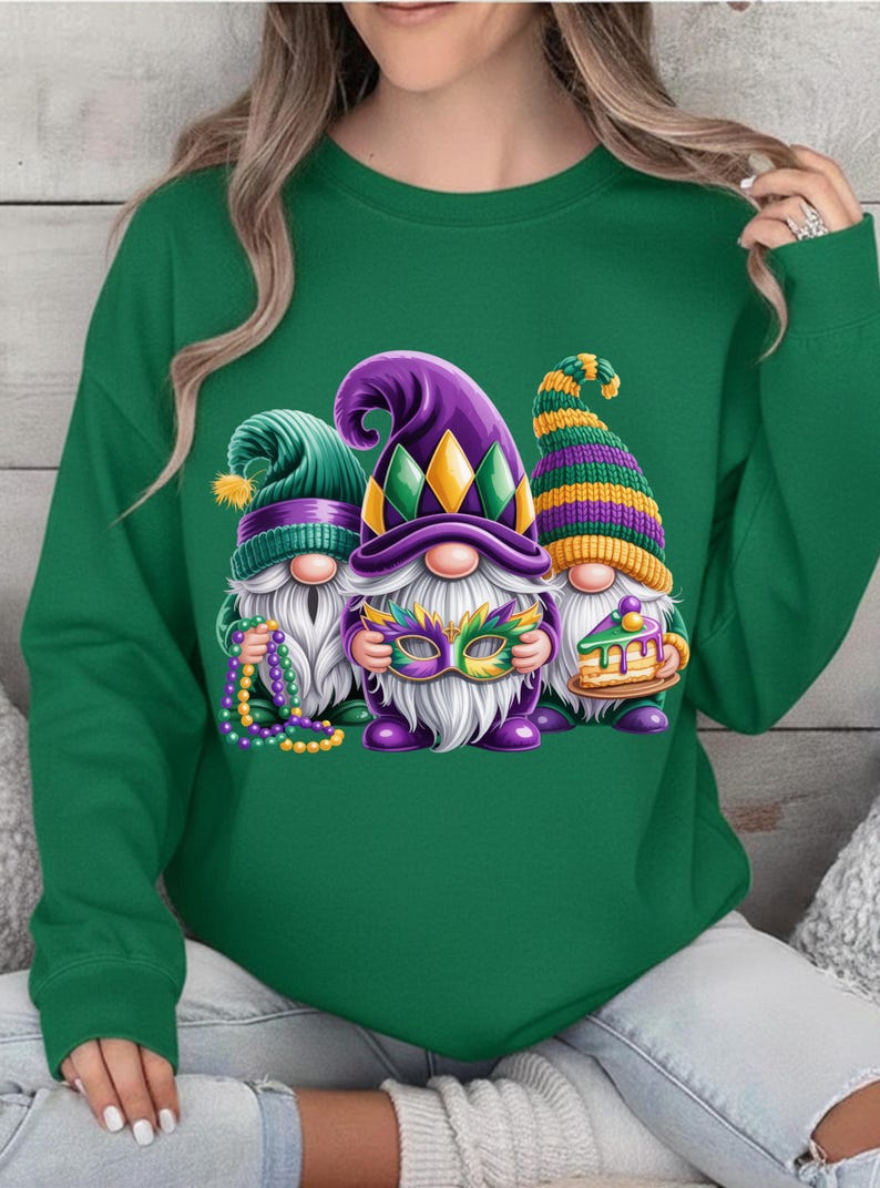 Mardi Gras Gnomes Png, Fat Tuesday Png, Carnival Trio Png, Jester Gnome ...