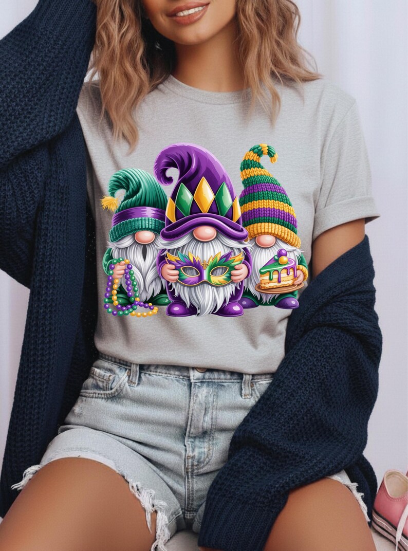 Mardi Gras Gnomes Png, Fat Tuesday Png, Carnival Trio Png, Jester Gnome ...