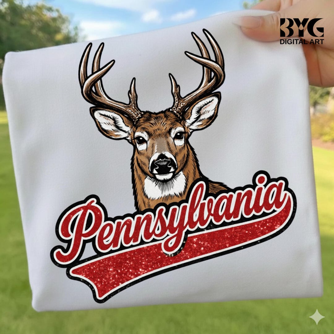 Pennsylvania Deer PNG, Red Glitter Buck Png, Pennsylvania State Pride ...