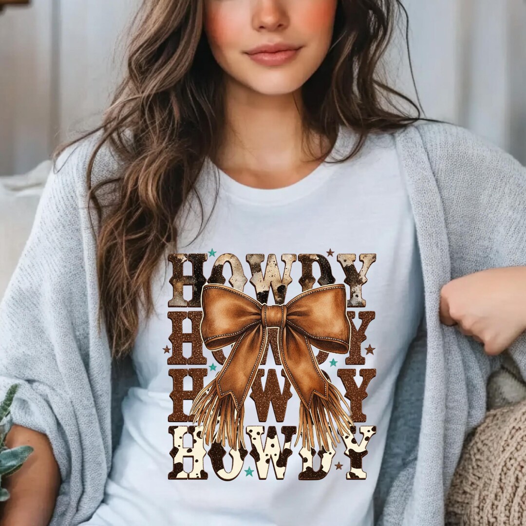 Howdy Lettering Png, Leather Bow Png, Cow Print PNG, Rustic Stars PNG ...