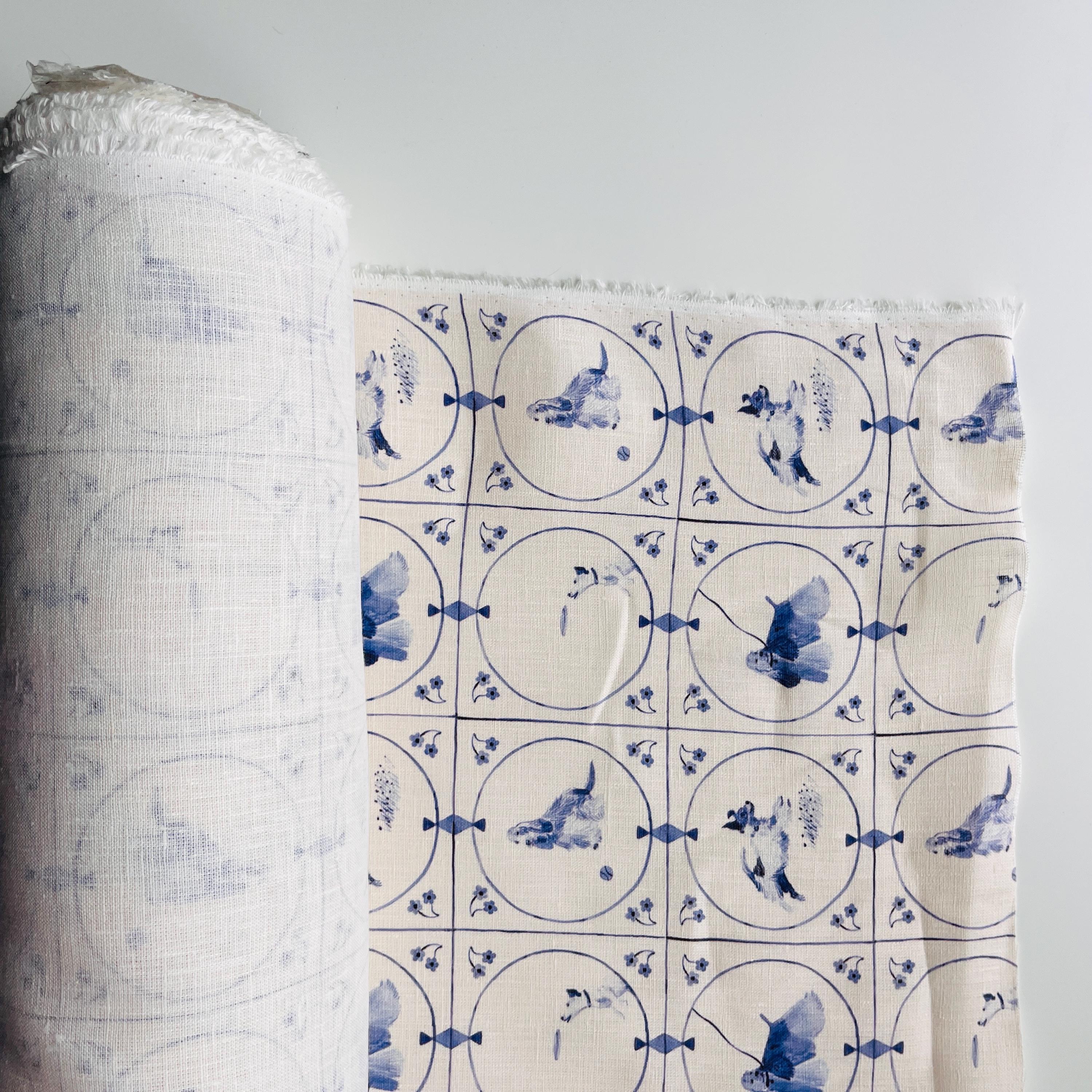 Linen by the Yard, Blueberry Print Linen Fabric, 60 Inch Wide, European ...