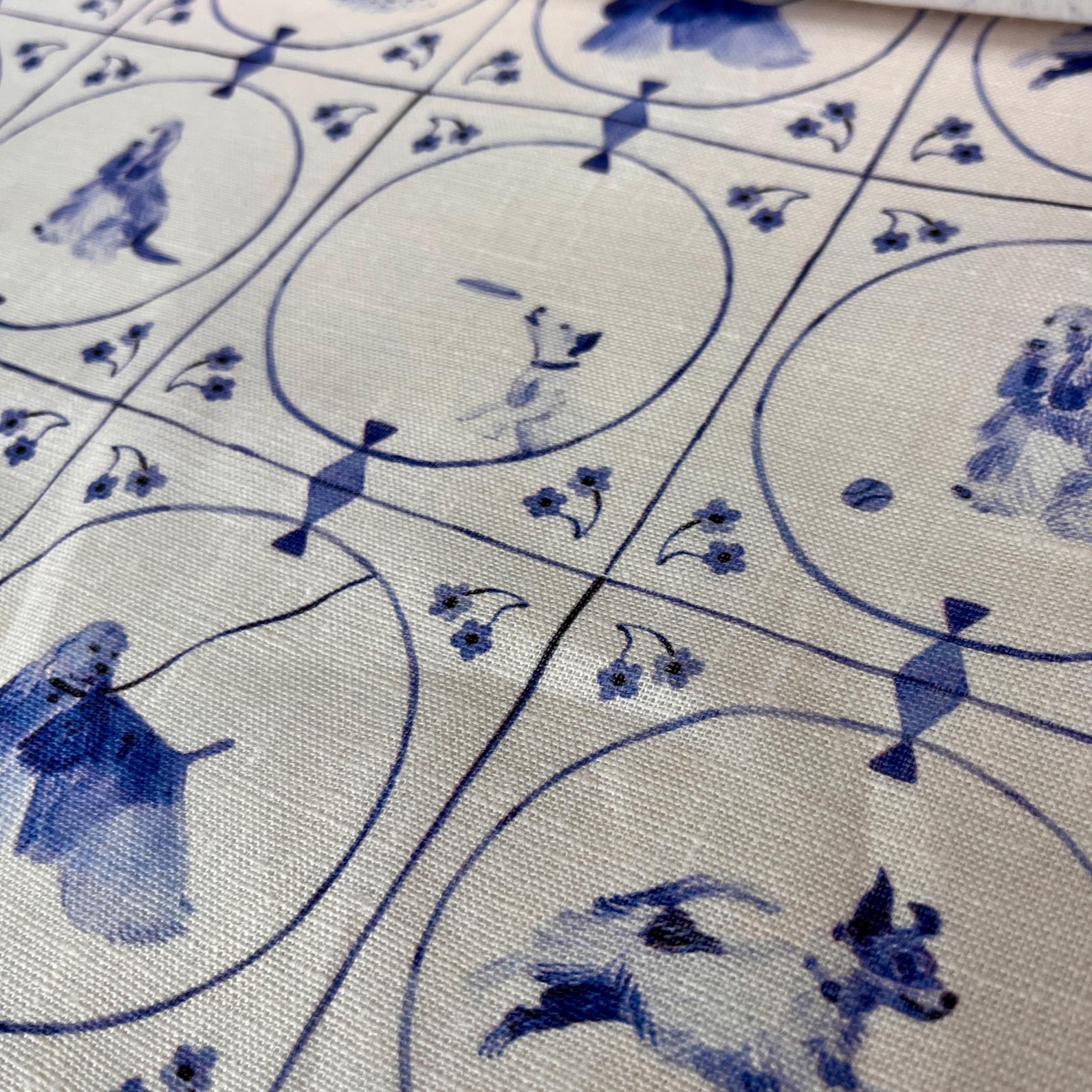 Linen by the Yard, Blueberry Print Linen Fabric, 60 Inch Wide, European ...