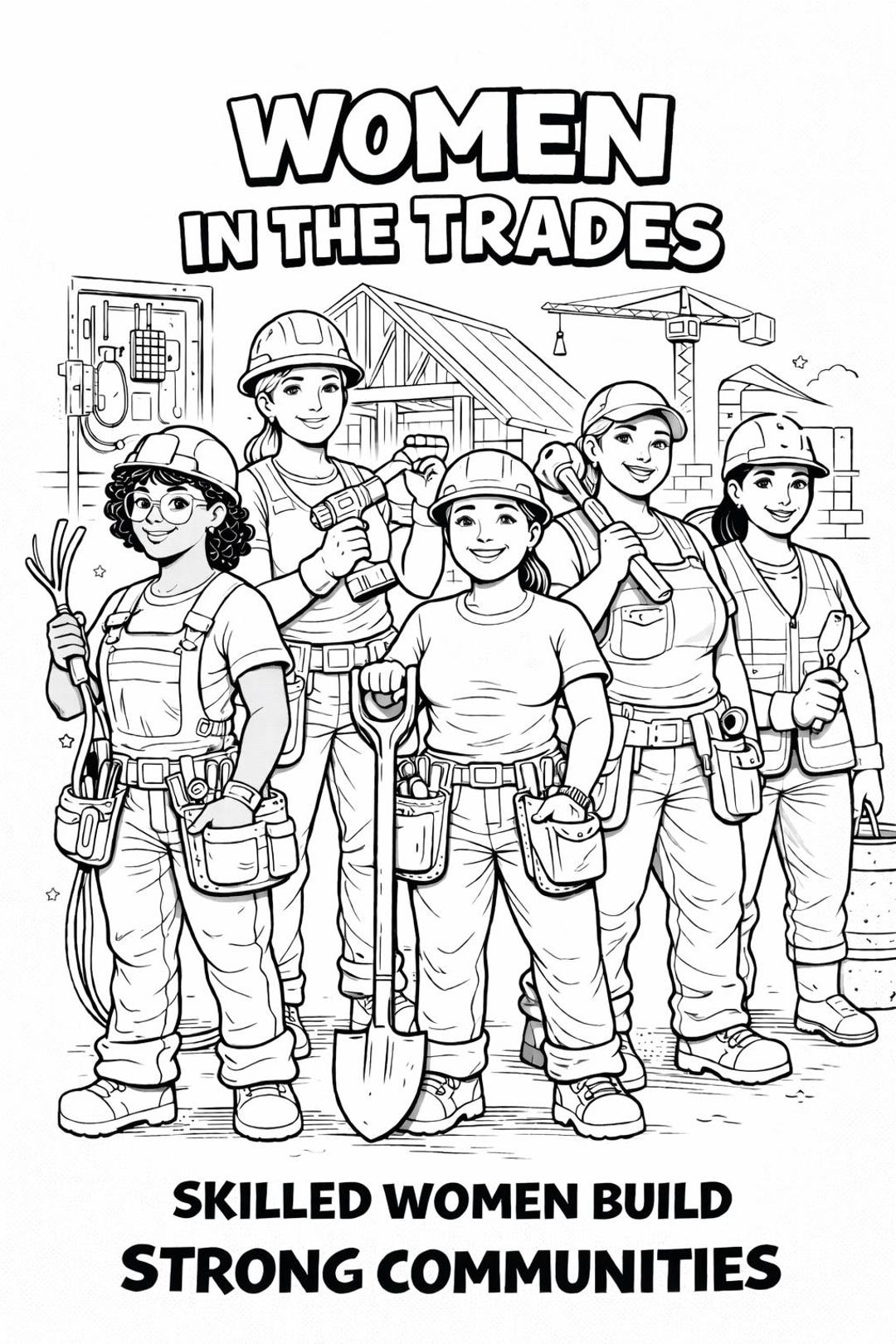 Women in Construction Coloring Page - Etsy