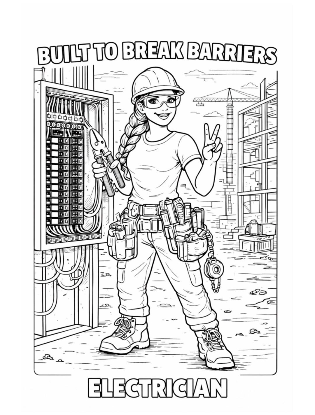 Built to Break Barriers Coloring Page/ Female Electrician - Etsy