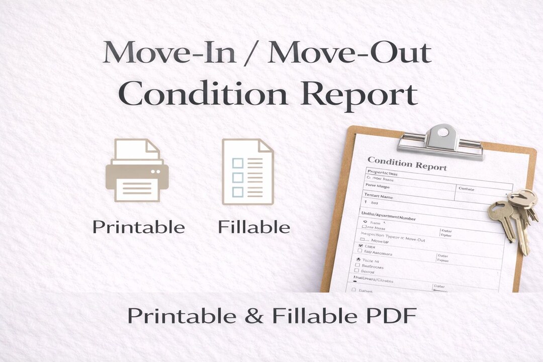 Move in Move Out Condition Report Printable + Fillable PDF for ...