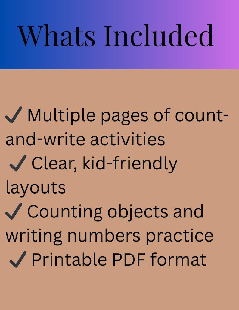 Count & Write Numbers | Printable Math Worksheets - Etsy