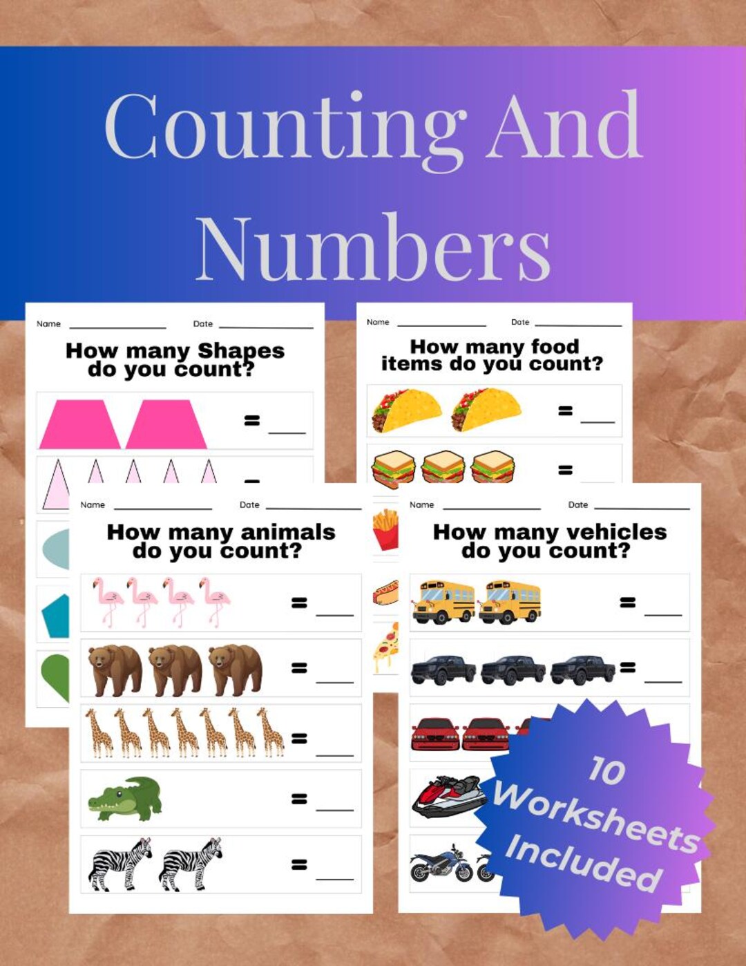 Count & Write Numbers | Printable Math Worksheets - Etsy
