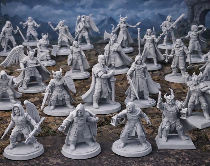 Fantasy Tabletop Miniatures Set | Unpainted D&D Minis | RPG Characters ...