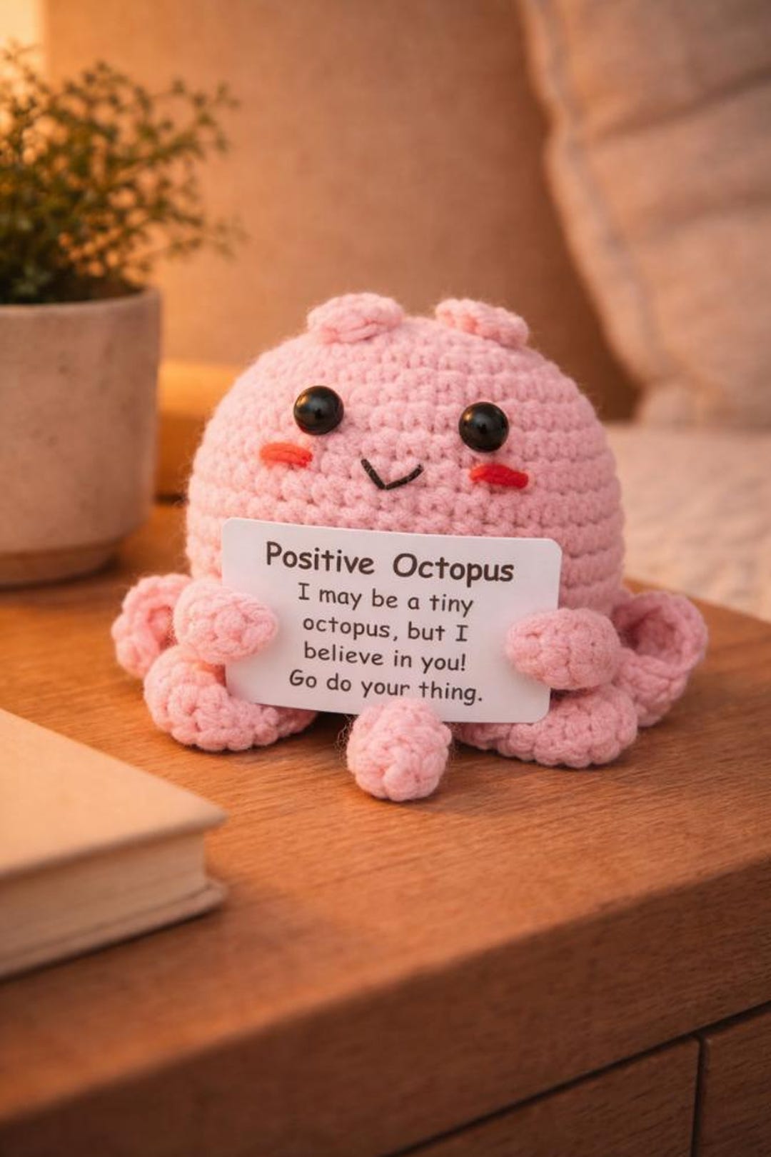 Positive Crochet Octopus – Handmade Octopus Plush, Encouraging Gift ...