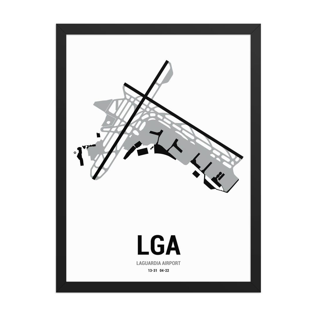 Laguardia Airport Map Print, Minimal Aviation Wall Art, Pilot Travel ...