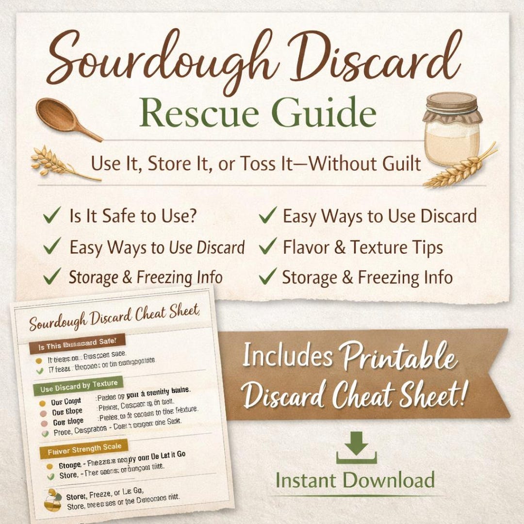 Sourdough Discard Guide | Recipes, Storage & Cheat Sheet (PDF Download ...