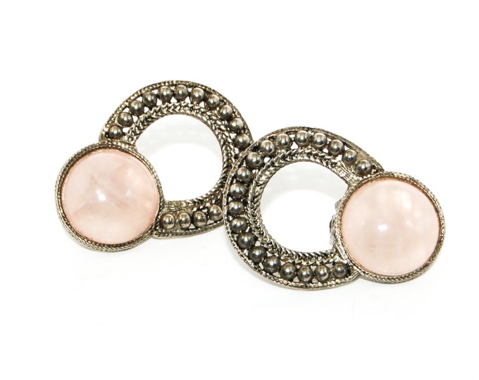Dauplaise Rose Quartz Door Knocker Style Clip Earrings Bohemian Chic ...