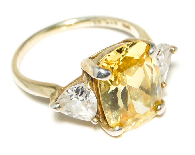 Vintage Canary Yellow Diamonite Trillion Size Stones Cubic Zirconia ...
