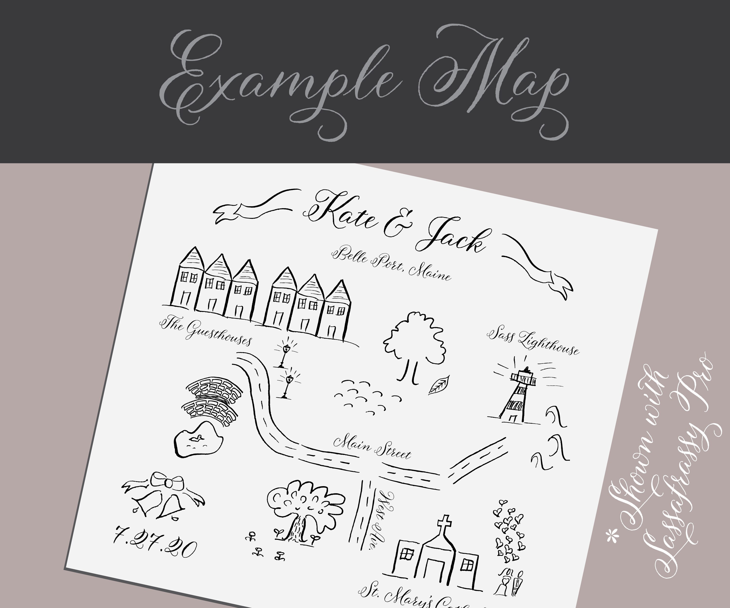 Hand Drawn Map Elements Clip Art SVG Icons Wedding Custom Farm - Etsy