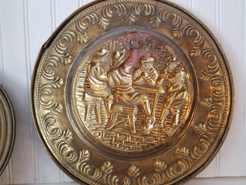 Vintage Brass Platter Brass Plate Trinket Made in England | Etsy