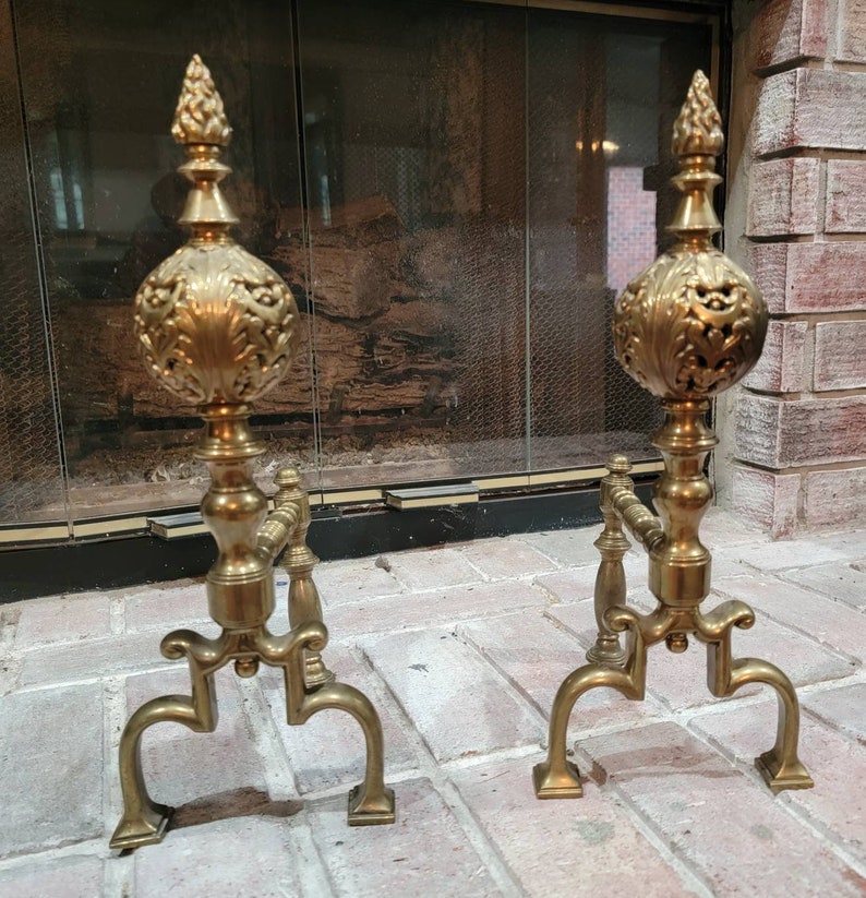 Ornamental Andirons Used in Front of a Fireplace for Holding Logs Found ...