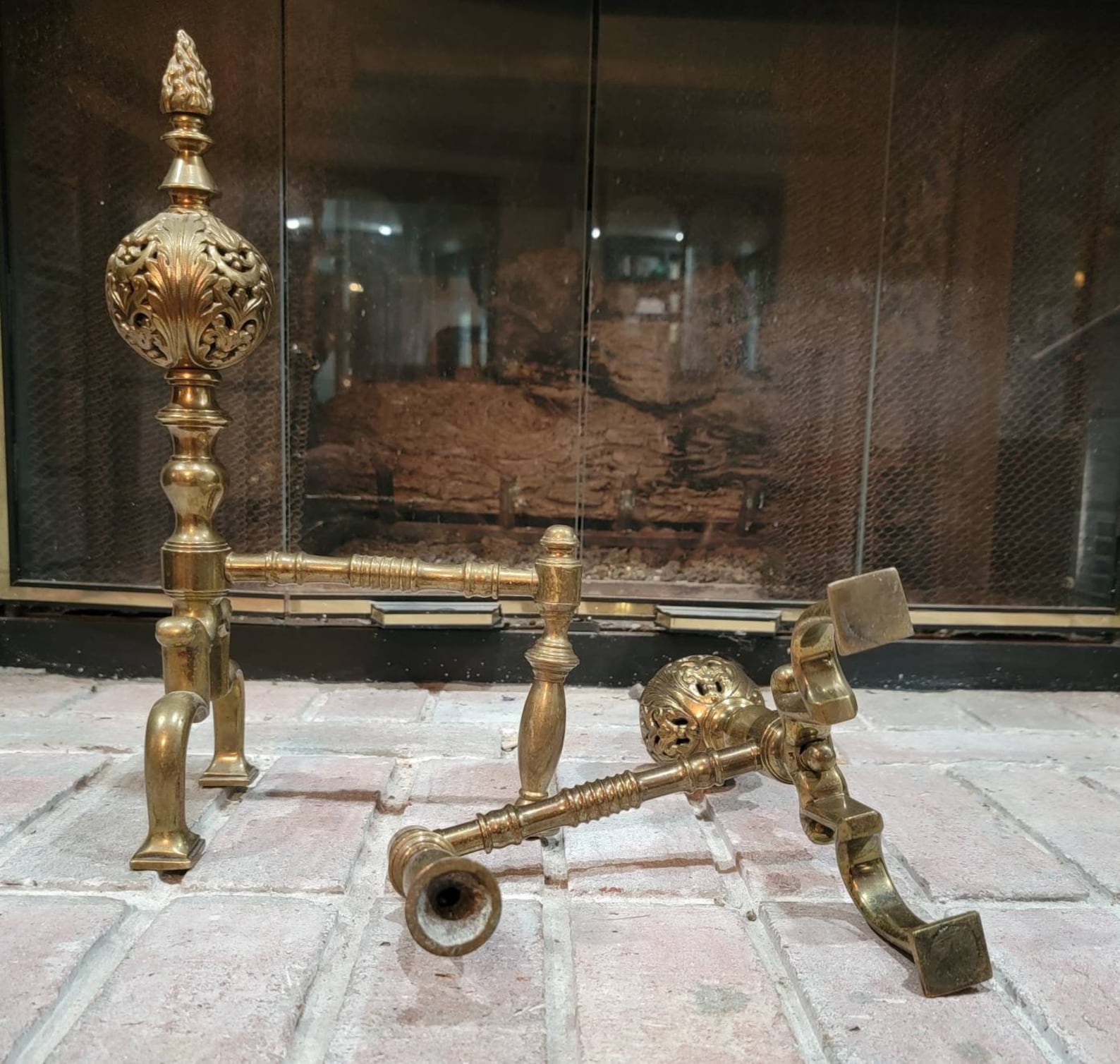 Ornamental Andirons Used in Front of a Fireplace for Holding Logs Found ...