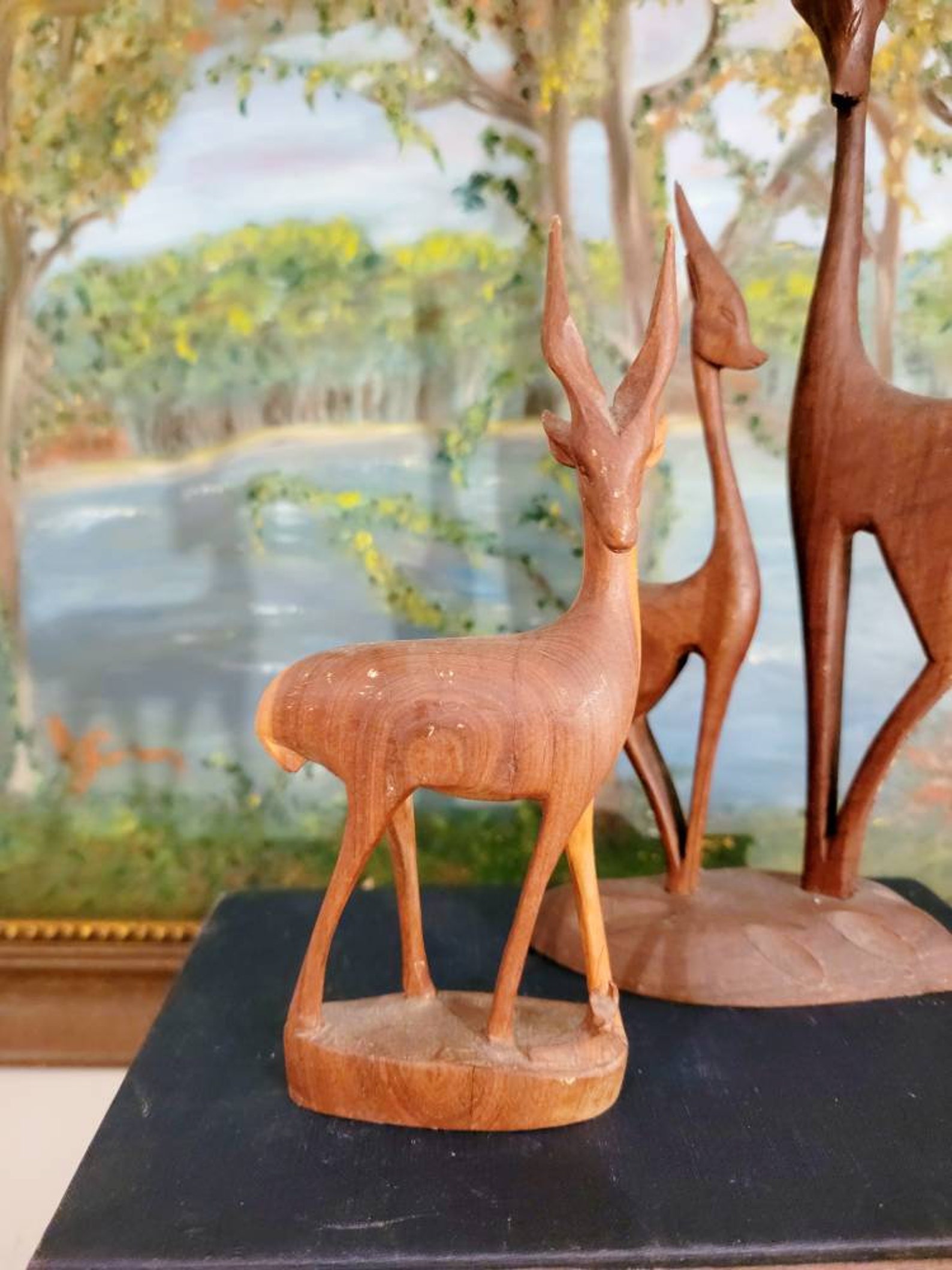 Mid Century Wood Elk Stag Gazelle Deer Figure Vintage Early 20th ...