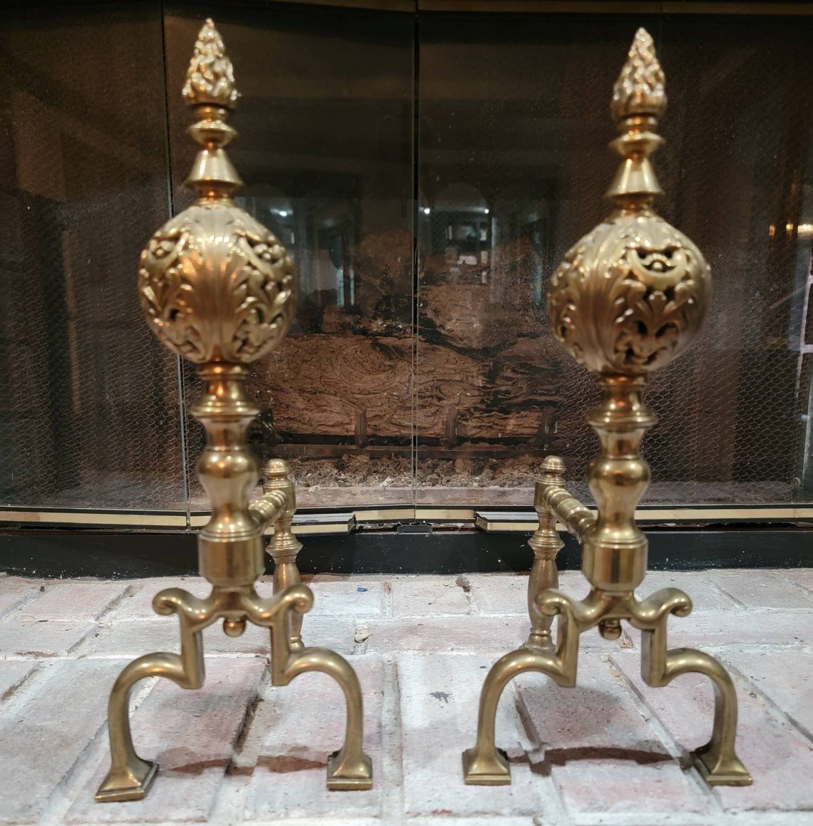 Ornamental Andirons Used in Front of a Fireplace for Holding - Etsy