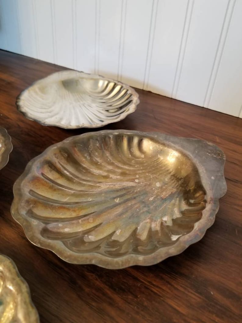 Vintage Silver Shell Dishes Clam Trinket Shell Candy Dish - Etsy