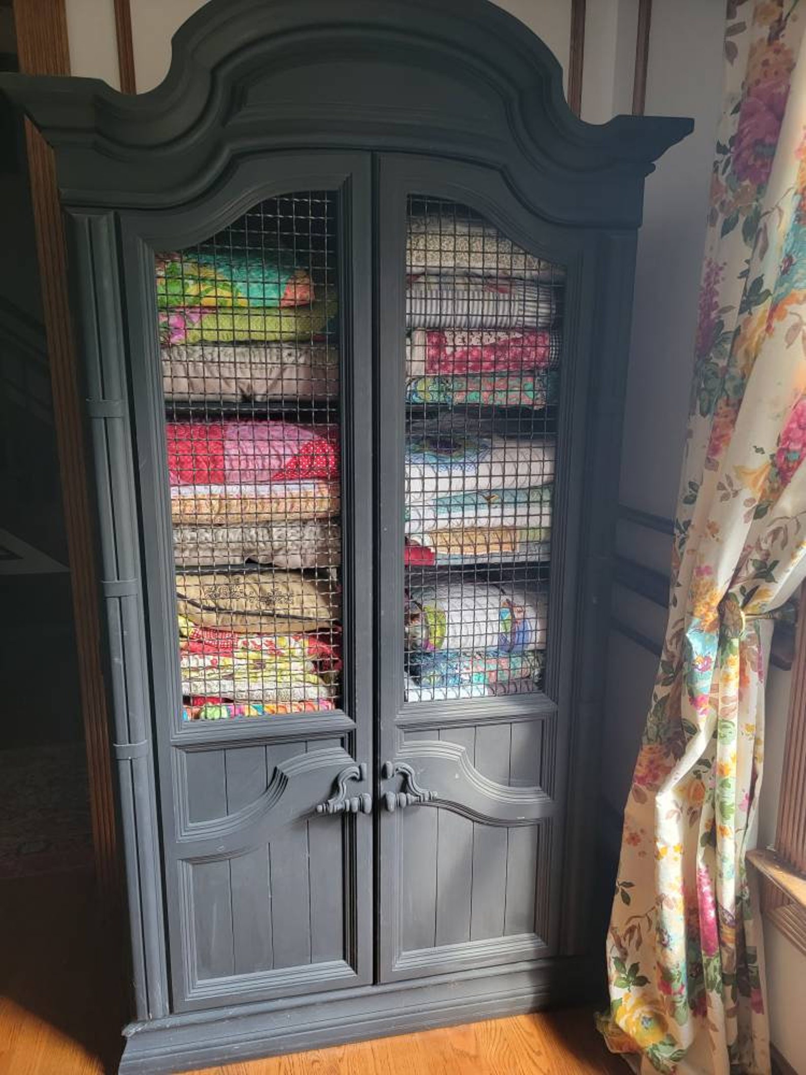 Arch Top Bookcase Cabinet Display Black Painted Cabinet Found - Etsy